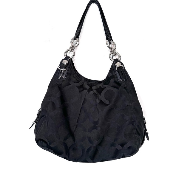 Coach | Bags | Coach Madison Maggie Op Art Signature Canvas Shoulder ...
